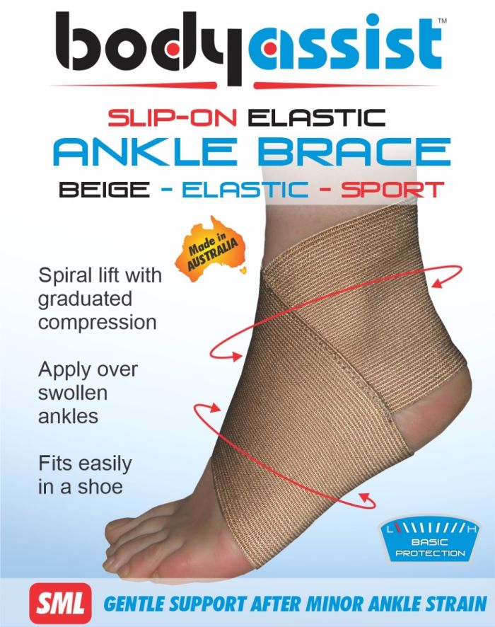Slip-On ELastic Ankle Brace BodyAssist - Whitecross
